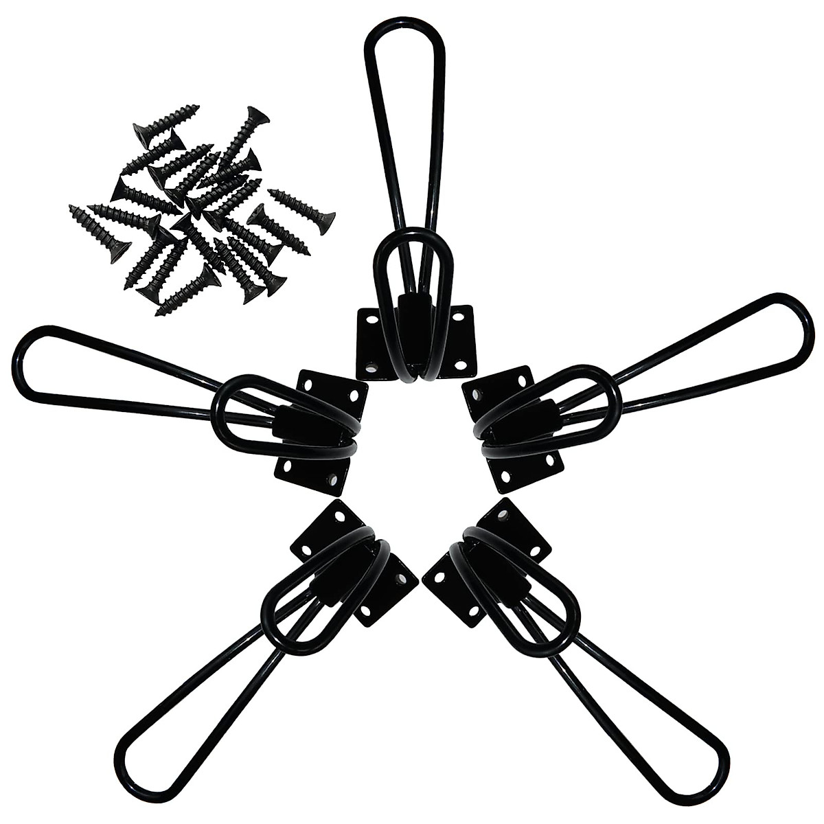 YMAISS 5 Packs of Rustic Heavy Duty Double Coat Hooks,Vintage Wall Mounted Hangers,Metal Decorative Entryway Hat Hook Black Big, Farmhouse Shabby Chic Hanging Look with Screws Included