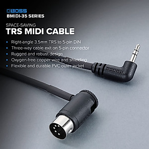 BOSS BMIDI-2-35 – 2ft / 60cm – Space-Saving 3.5mm TRS to Multi-Directional 5-Pin MIDI Cable – Provides Premium connectivity Pedals
