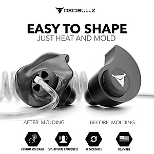 Decibullz - Custom Molded Security Radio Adapters, Thermo-Fit Earpieces Designed for Clear Acoustic Tube Radios (Awareness)