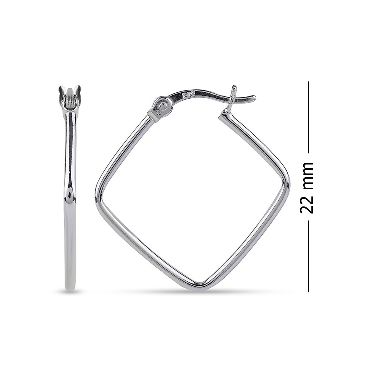 LeCalla Sterling Silver Jewelry Light Weight Square Dainty Small Hoop Earrings for Women