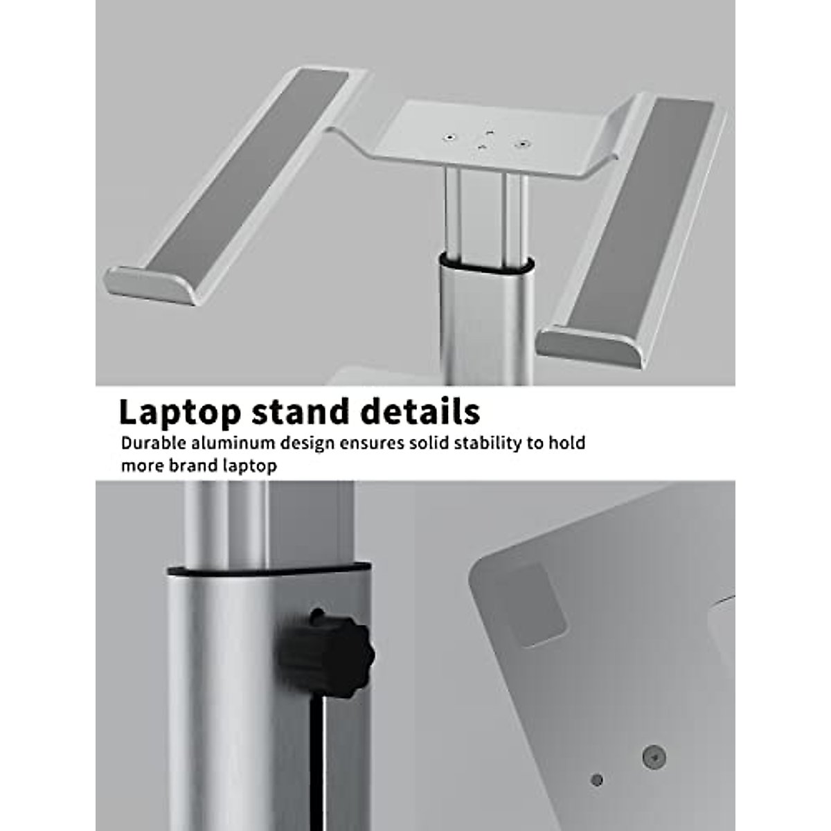 Ergopollo Laptop Stand for Desk, Computer Stand Adjustable Height, Ergonomic Notebook Laptop Riser, Aluminum Metal Holder Compatible with 10 to 15.6 Inches Notebook PC Computer, Silver