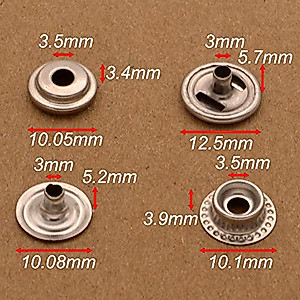 25Sets 12.5mm Stainless Steel Fastener Snap Press Stud Button with Punching Tools Kits for Coats Bags Leathers Marine Boat Canvas Silver with Tools
