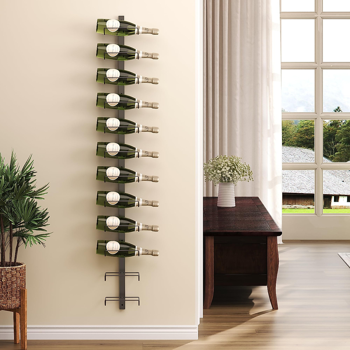 Wall Wine Rack for 12 Wine Bottles, Detachable Wine Storage Organizer, Wall Mount Wine Bottle Display Holder Towel Rack Used As One or Four, for Kitchen, Pantry, Dining Room, Bar, Wine Cellar
