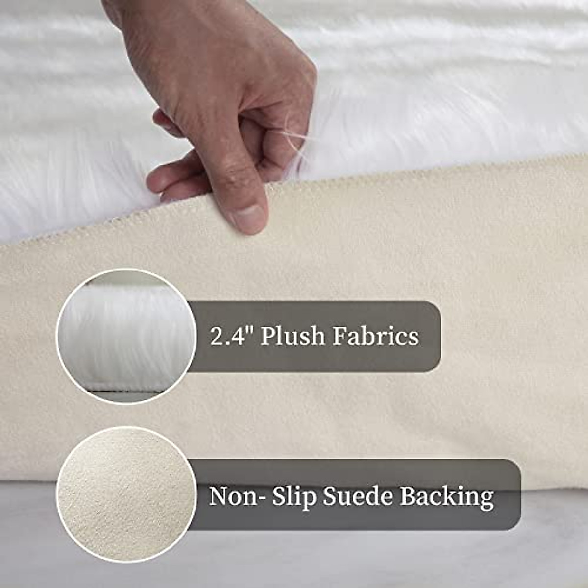 HOMBYS 9x12 Faux Fur Sheepskin Area Rug for Living Room Bedroom, Super Soft Fluffy Carpet White Plush Home Decoration, Fuzzy Room Decor