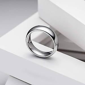 King Will BASIC Men's 6mm High Polished Comfort Fit Domed Tungsten Carbide Ring Wedding Band 10.5