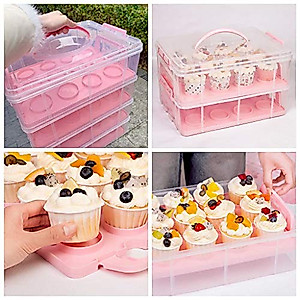 Multi-layer Cupcake Containers Package BOX Cupcake Holders with Lid|Extra Sturdy and Stackable Cupcake Carrier|Cup Cake Transport Portable (4 layers/48 Compartmen, White)
