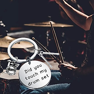 bobauna Drum Keychain Drummer Gift Did You Touch My Drum Set Percussion Jewelry Drum Player Musician Gift (touch drum keychain)