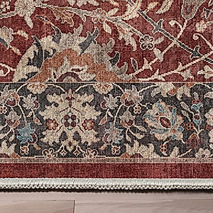 Well Woven Liana Flatweave Persian Floral 6' x 9' Area Rug Red