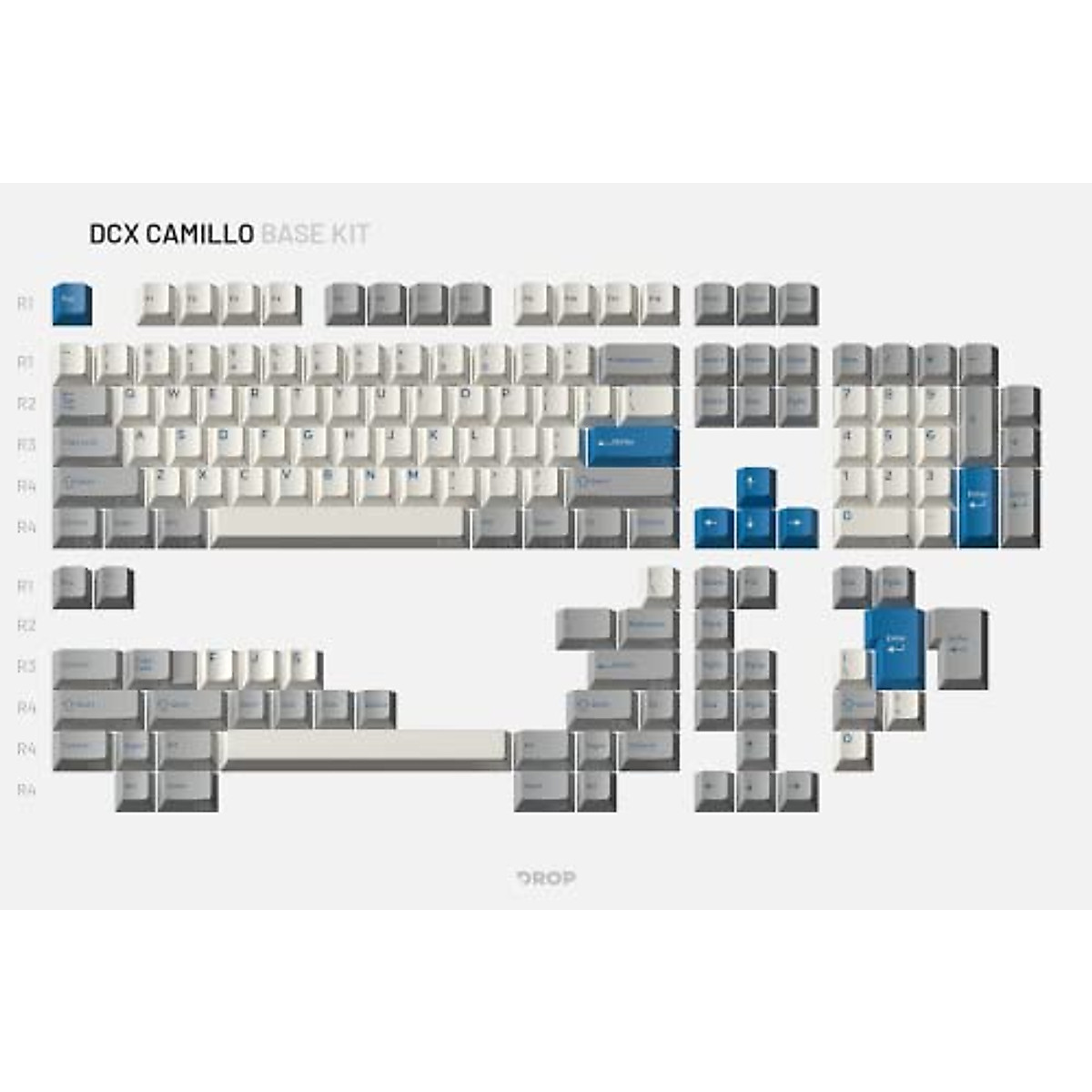 DROP DCX Camillo Keycap Set, Doubleshot ABS, Cherry MX Style Keyboard Compatible with 60%, 65%, 75%, TKL, WKL, Full-Size, 1800 layouts and More, White