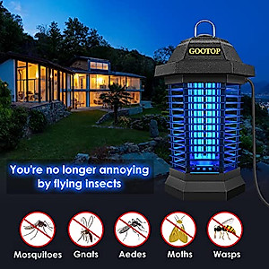 GOOTOP Bug Zapper Outdoor Electric, Mosquito Zapper, Fly Traps, Fly Zapper, Mosquito Killer, 3 Prong Plug, 90-130V, ABS Plastic Outer (Black)