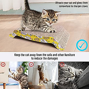 PrimePets Cat Scratching Board, 2 Pack Cat Scratcher Cardboard, Cat Scratch Pad for Indoor Cats, Cat Scratcher Couch Lounge Sofa Bed, Reversible Corrugated, Catnip Included