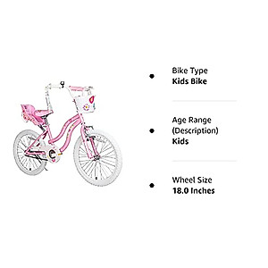 COEWSKE Kid's Bike Steel Frame Children Bicycle Little Princess Style 18 Inch with Training Wheel (Pink, 18 Inch)