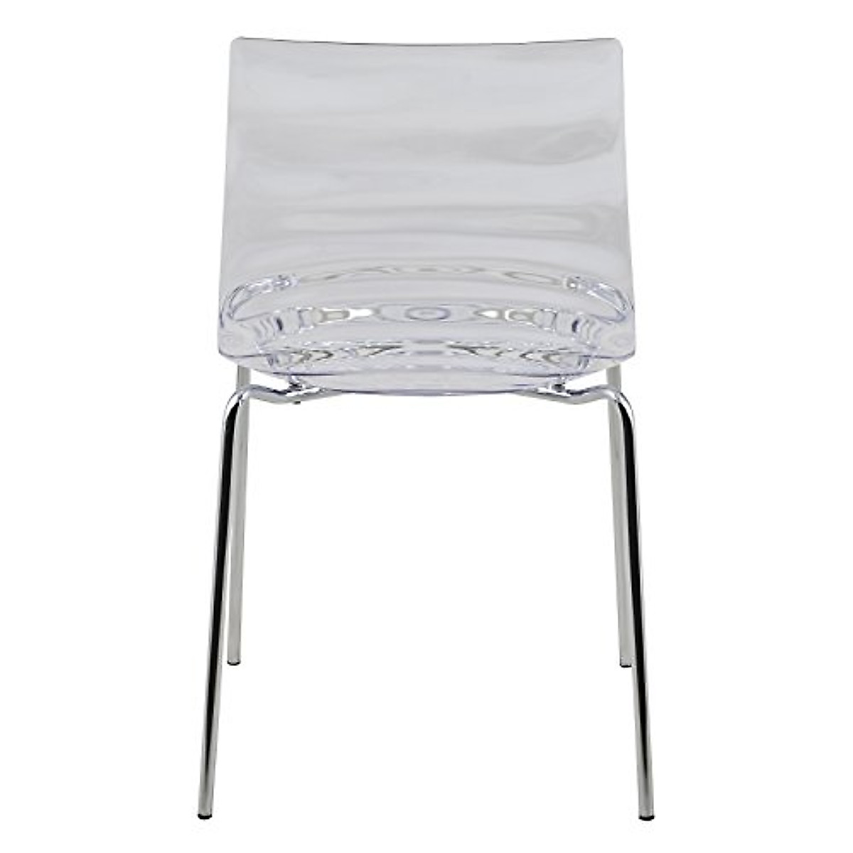 LeisureMod Astor Water Ripple Design Modern Lucite Dining Side Chair with Metal Legs, Set of 4, Clear