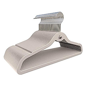 TQVAI 50 Pack Cascading Velvet Hangers with Chrome Hooks Ultra Thin No Slip Clothes Hangers, Beige