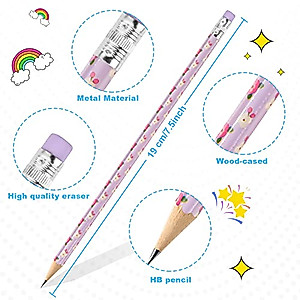 AUAUY Pencils #2 HB, Number 2 Pencils with Eraser, 12PCS Wood-Cased Pencils Cute Pencils Graphite Pencils Sketch Gift Pencils for Kids, Adults, School, Office, Wedding Party Favors - Floral Style