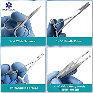 Advanced Dissection Kit - 37 pieces total. High Grade Stainless Steel Instruments perfect for Anatomy, Biology, Botany, Veterinary and Medical Students - By Poly Medical.