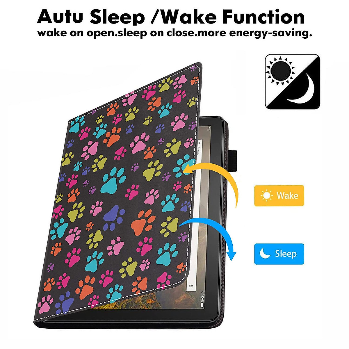 FQTBCEARI Case for All-New Amazon Fire HD 10/Fire HD 10 Plus Tablet (11th Generation, 2021 Release), Slim PU Leather Cover with Card Slot & Pencil Holder, Colorful Dog Paw Print