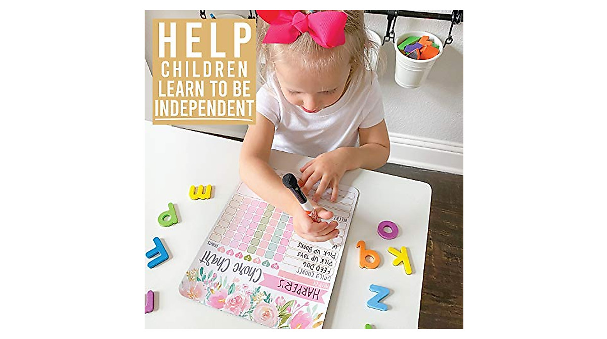 Fun Pink Floral Kids Chore Chart - Boost Responsibility