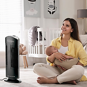 ENVION CA200 Ionic Pro Medium Room Silent Compact Tower Air Purifier with High and Low Settings, Removes Pollen, Smoke, and Irritant Particles, Black