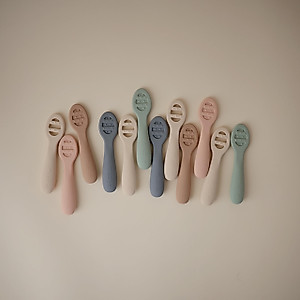 mushie Silicone First Feeding Baby Spoons | 2 Pack (Natural/Shifting Sand)