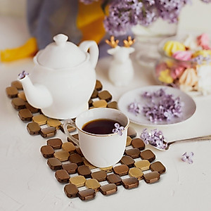 Tlence 12 Pack Bamboo Trivet Mat for Hot Dishes, 6.3'' Heat Resistant Kitchen Hot Pads, Wooden Table Counter Protector Set, Bamboo Coasters for Teapot Hot Dishes Pans, Table Décor Kitchen Gifts Idea