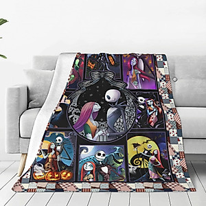Ennankob Christmas Cartoon Nightmare Throw Blankets Soft Warm Micro Fleece Blanket Novelty Home and Collectible Holidays Party All Seasons for Kids Aldults 50''X40'', Black 3