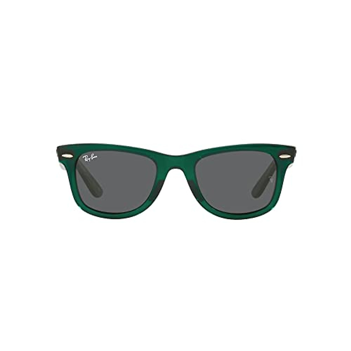 Ray-Ban RB2140 Original Wayfarer ColoRBlock Square Sunglasses, Transparent Green/Dark Grey, 50 mm