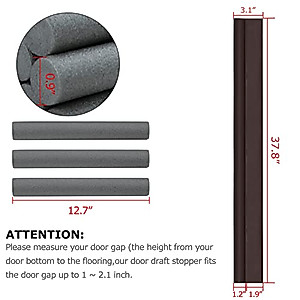 Aosivm Under Door Draft Stopper,Door Draft Blocker,Under The Door Draft Guard,Weather Stripping Noise Cold Air Blocker Window,Washable,Dust Proof,Removable,Adjustable Door Sweeps 38" (1Pc Coffee)