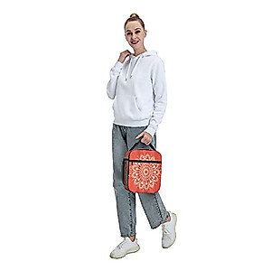 Rportable Lunch Bag For Women/Men Insulated,Round Mandala Design Yoga Meditation Cosmos Concepts Outline Ornam,Insulatedreusable Lunch Box For Office Work School Picnic BeachLeakproof Cooler Tote Bag