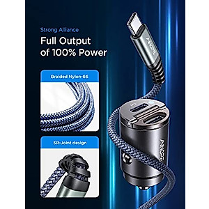 USB C Car Charger PD36W & QC36W, AINOPE Car Charger Fast Charge 2-Port PD&QC3.0 Cigarette Lighter USB Charger with 3.3ft Type C Cable All-Metal Body Fit for Samsung S23/S22 iPhone 14/13
