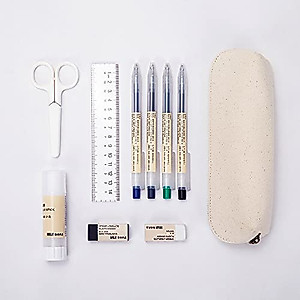 【YONBEN】Canvas pencil case cartucheras para mujer makeup brush bag simple multifunctional pencil bag (Beige, S)