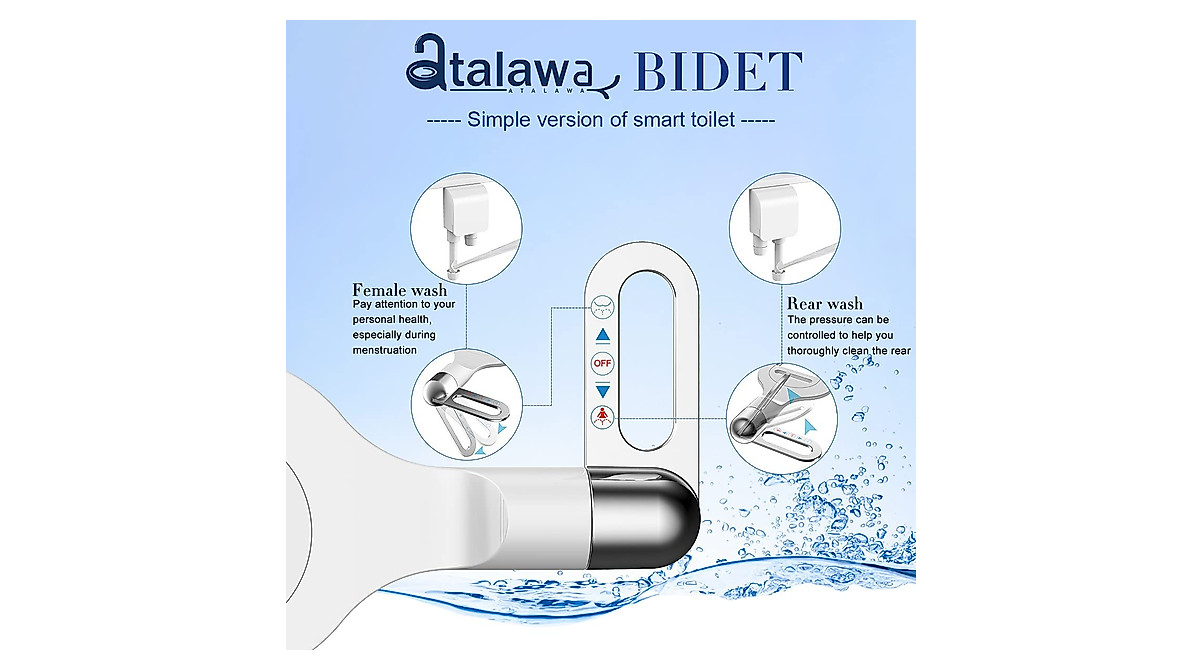 Ultra Slim Bidet Toilet Seat Attachment - Easy Install, Dual Nozzle
