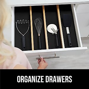 Gorilla Grip Under Sink Mat and Smooth Drawer Liner, Under Sink Mat Size 24x30, Absorbent Mat for Below Sinks, Drawer Liner Size 17.5x20, Non Adhesive, Both in Black, 2 Item Bundle