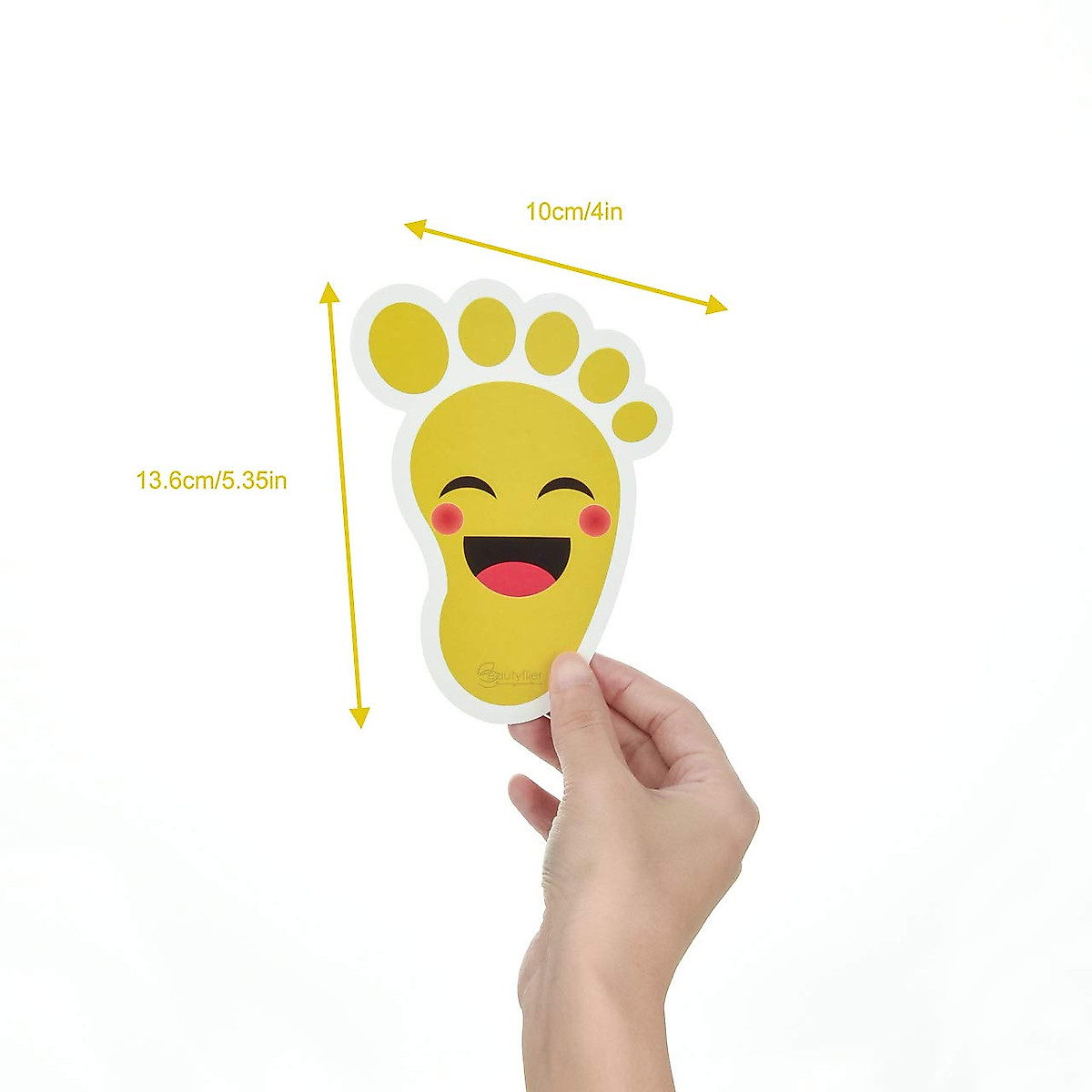 Beautyflier Yellow Cartoon Kids Footprint Stickers (20 Pairs) - Waterproof PVC Material, Self-Adhesive, Social Distance Guides for Nursery, Party, School, Wall & Floor Decor