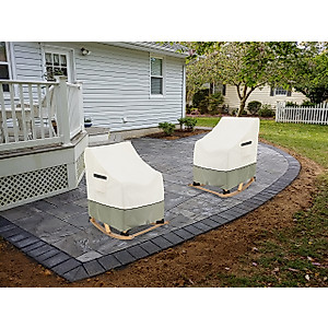 LSongSKY Outdoor Rocking Chair Cover 2 Pack, 100% Waterproof Heavy Duty Chair Covers, Patio Rocking Chair Covers for Outdoor Furniture, 26" W x 32.5" D x 43" H inches, White & Grayish Green