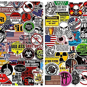 Big 200pcs Pack Funny Hard Hat Stickers for Helmet Tool Box, Vinyl American Patriotic Decals for Men Labor Construction Ironworker Welder Union Military Lineman Oilfield Electrician Pipeliner Ibew