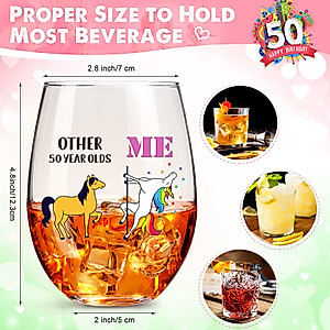 Patelai Birthday Gifts for Women Men Friends, Other 40/50 Year Olds Me Unicorn Wine Glass, Personalized 40th 50th 17oz Stemless Wine Glass Gifts for BFF, Coworker, Mom, Dad (Other 50 Year Olds Me)