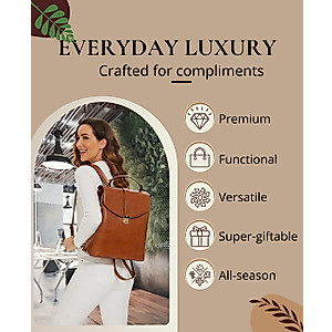 rofozzi Layla Large Backpack Purse for Women - 13-inch Laptop Backpack for Office - Top Handle 3-Compartment Everyday Fashion Backpack - Water-Resistant Easy to Care Vegan Leather Bag Pack