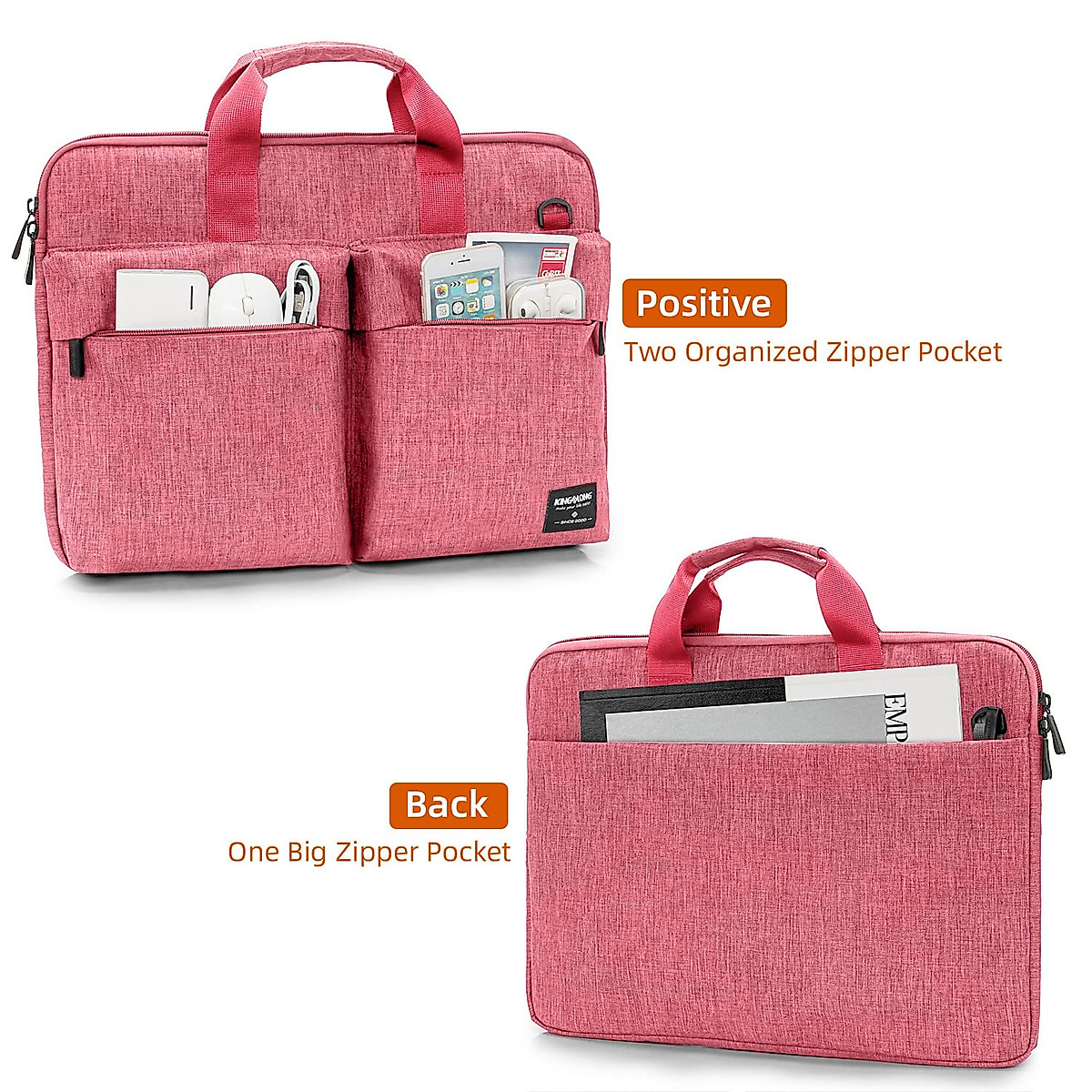 KINGSLONG Slim 17.3 inch Laptop Sleeve Bag Carrying Case with Shoulder Strap, Notebook Ultrabooks Computer Handbag Cover for Men Women Fit for Acer Asus HP Pink