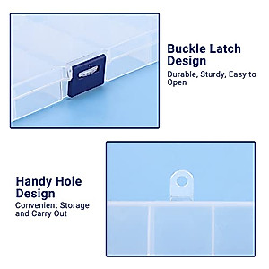 COSICS Rhinestone Organizer Storage Box, 4PCS 15-Grid Small Clear Plastic Jewelry Case, Empty Container Dividers for Nail Art Craft Accessory, Display Holder for Fishing Tackle, Bead, Charms, Sewing