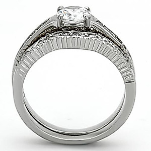 Marimor Jewelry 1.75 Carat Round Cut Cubic Zirconia Stainless Steel Wedding Ring Set Womens Size 10