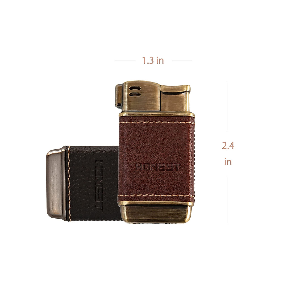 STAOSAN Soft Flame Lighter Leather Small Indoor Butane Refillable (Brown+Black)