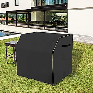 Bitubi 41 Inch Outdoor Bar Set Cover 600D Oxford Cloth Classic Black Heavy Duty Waterproof Patio Bar Set Cover Wicker Bar Table Set Covers