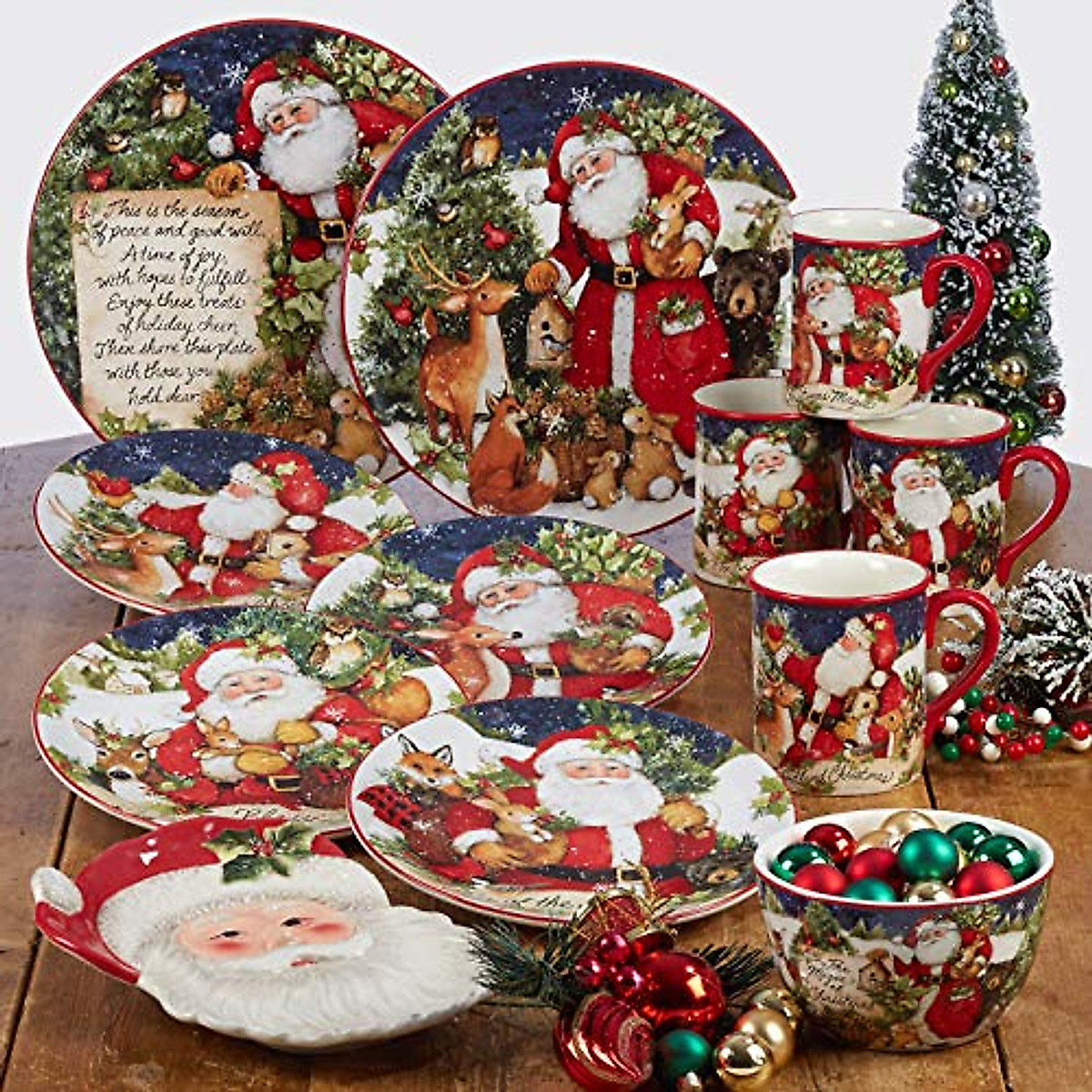 Certified International Magic of Christmas Santa 16pc Dinnerware Set, Service for 4, Multicolored
