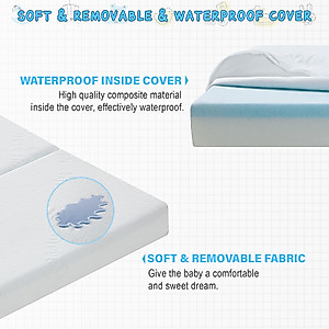 Hygge Hush Quartic-fold Baby Mattress, Soft Memory Foam Toddler Mattress, Waterproof Baby Mattresses for Toddler, Removable and Machine Washable Mattress Cover, 52"x28"x3.5"