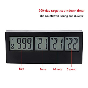 Dsxnklnd 999 Days Countdown Clock LCD Digital Screen Kitchen Timer Event Reminder for Wedding Retirement Lab Kitchen