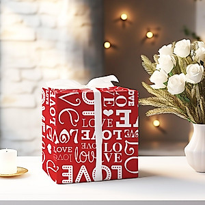 Whaline 12 Sheet Valentine's Day Wrapping Paper Heart Love Plaid Gift Wrap Paper Bulk Folded Flat Black Red Craft Paper for DIY Crafts Wedding Anniversary Party Gift Packing Supplies, 19.7 x 27.6 Inch