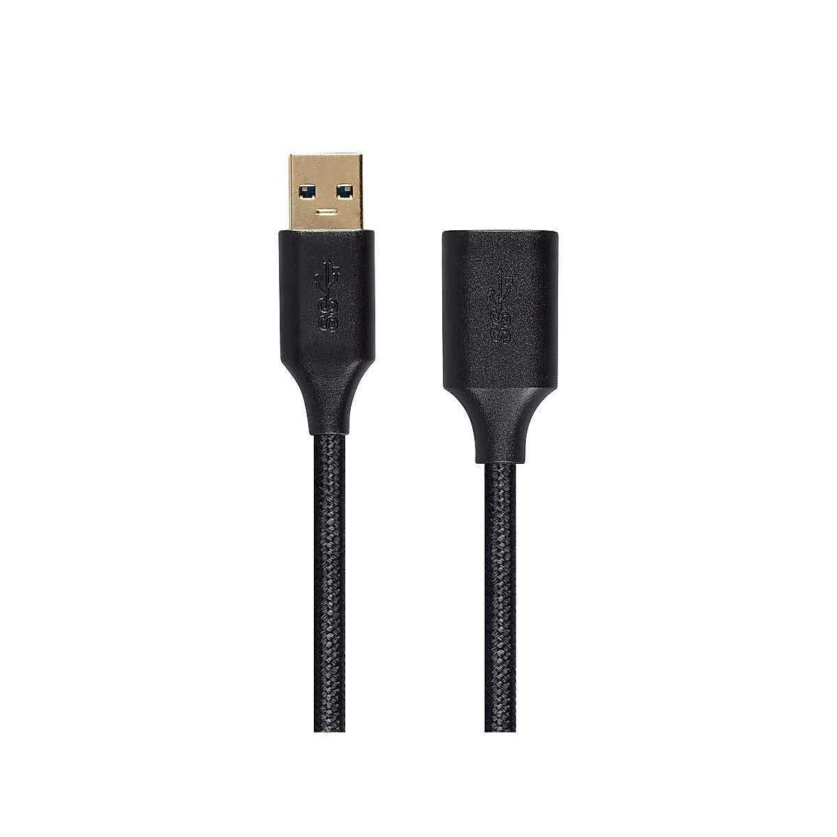 Monoprice USB 3.0 Premium Extension Cable - Type-A Male to Type-A Female, Braided Nylon Jacket, 3 Feet, Black