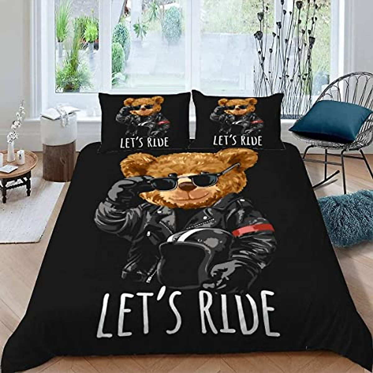 Quilt Cover Twin Size Cartoon Bear Doll 3D Bedding Sets Knight Style Duvet Cover Breathable Hypoallergenic Stain Wrinkle Resistant Microfiber with Zipper Closure,beding Set with 2 Pillowcase
