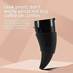 Exogio Goat Horns Coffee Mug 230ML Stainless Steel Vacuum Cup Flask Tea Cups Travel Couple Water Bottle with Rope-Black